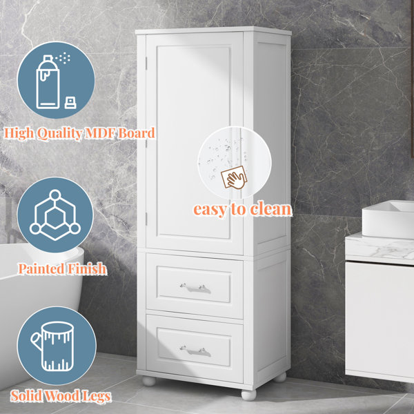 Alcott Hill® Chamel White Tall Bathroom Storage Cabinet,Storage Cabinet ...