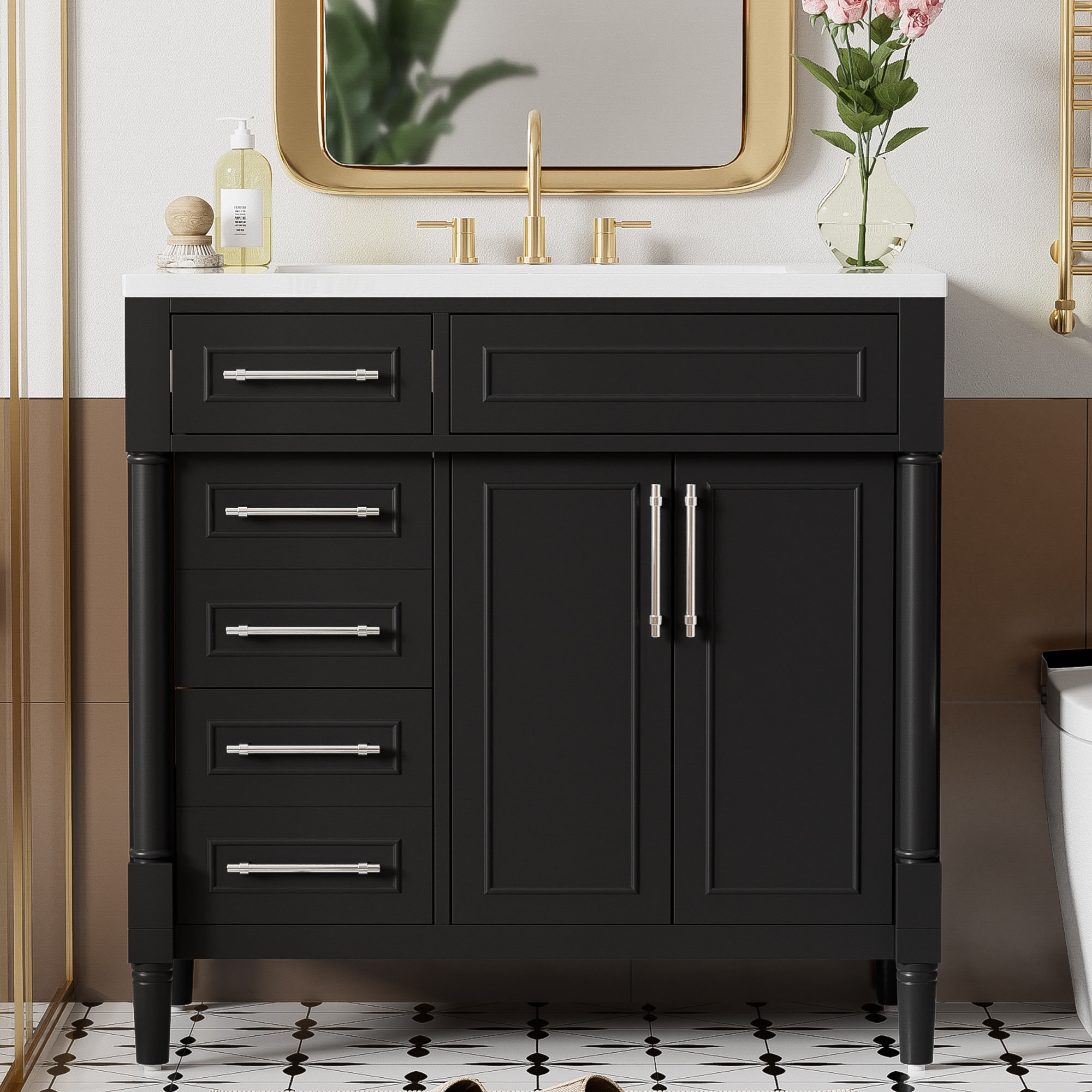 Winston Porter Schrider 36 Single Bathroom Vanity With Resin Top