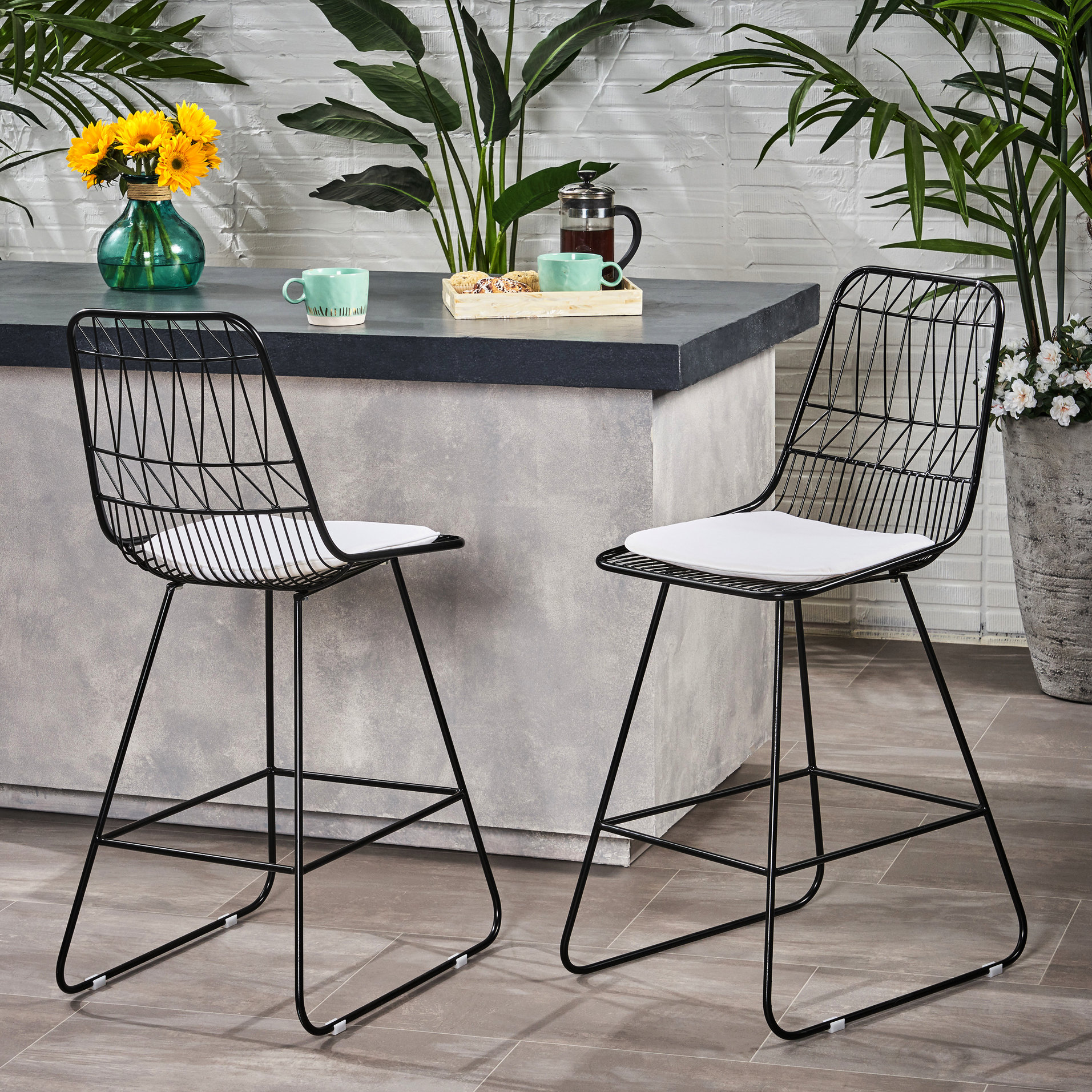 Brayden Studio® Chic Counter Stools Of 2, Iron Built With Water ...