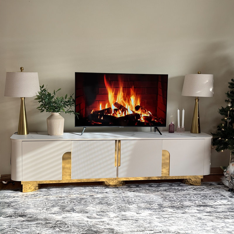 Mercer41 Elina Nordic Rounded-Corner TV Stand with Storage | Wayfair