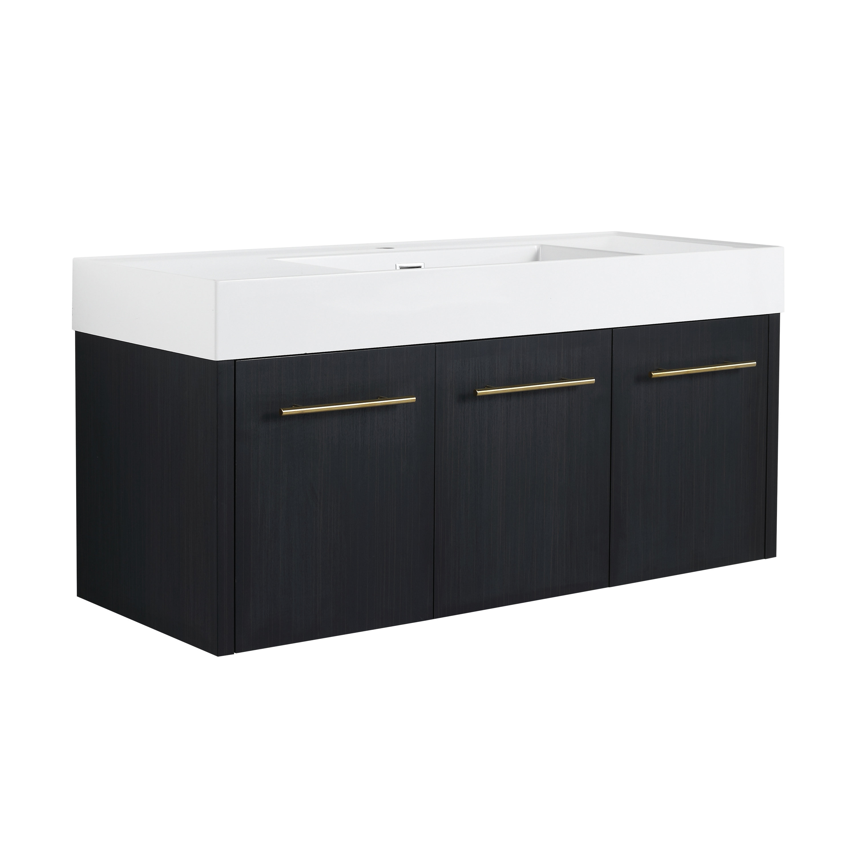 Mercer41 48 Inch Wall-Mounted Bathroom Vanity With Thick Edged Resin ...