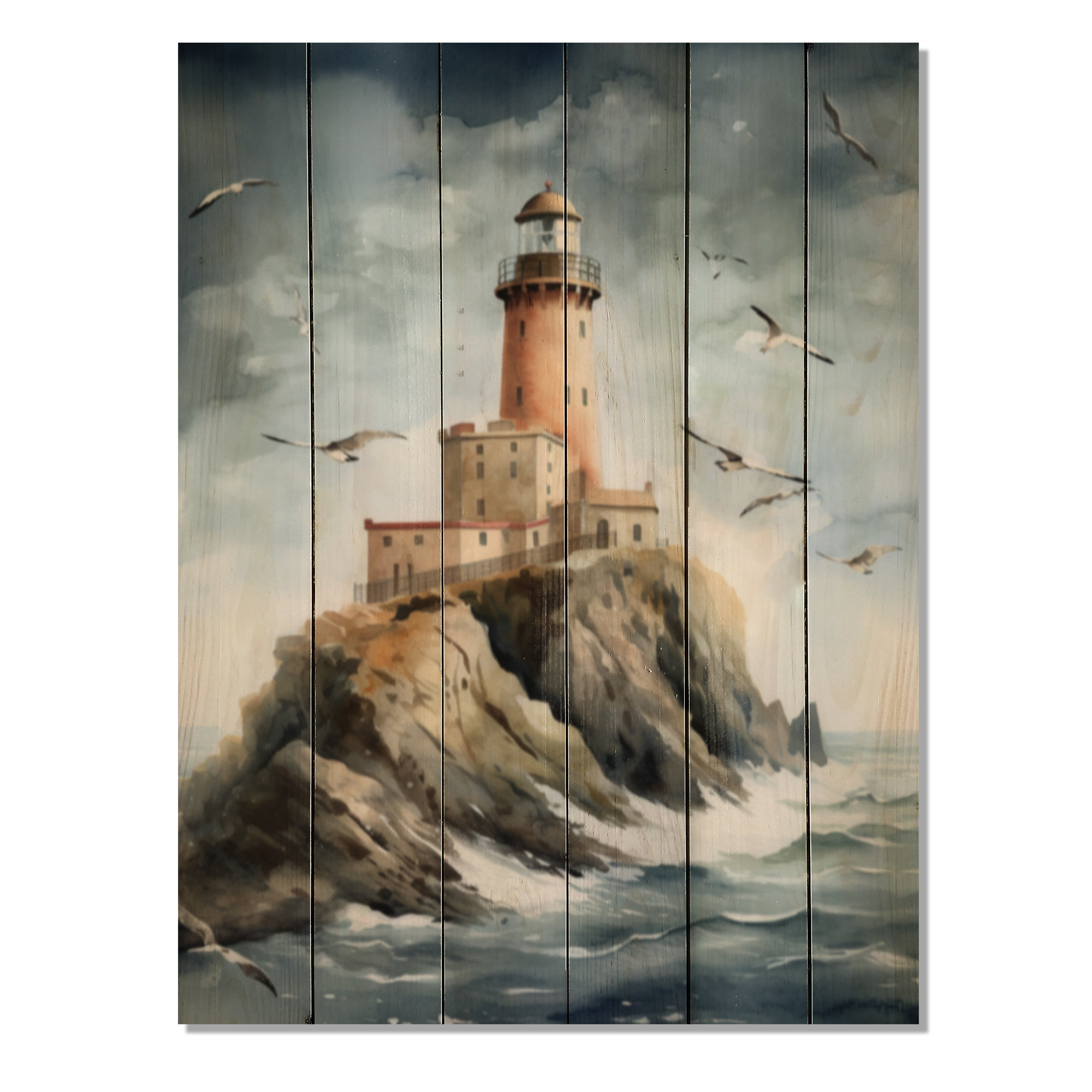 Longshore Tides Ocean Watchtower III On Wood Print | Wayfair