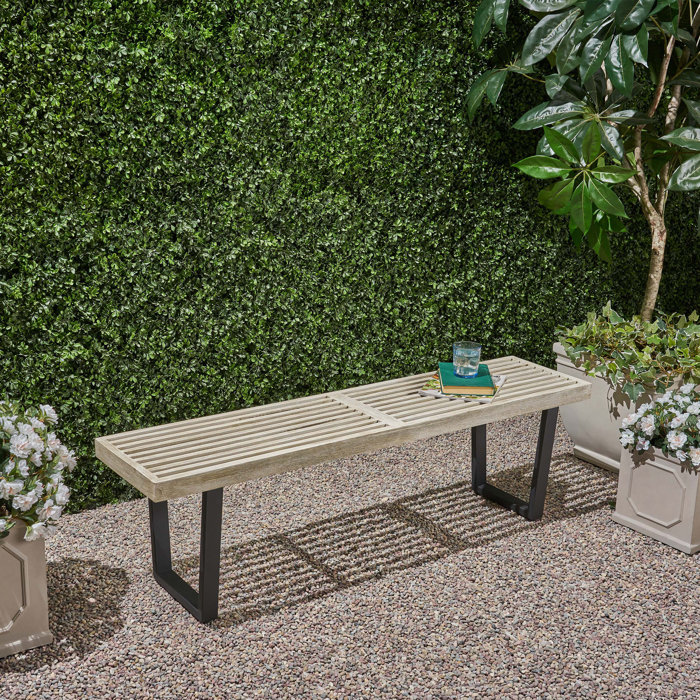 Union Rustic Yager Metal/Solid Wood Outdoor Bench & Reviews | Wayfair