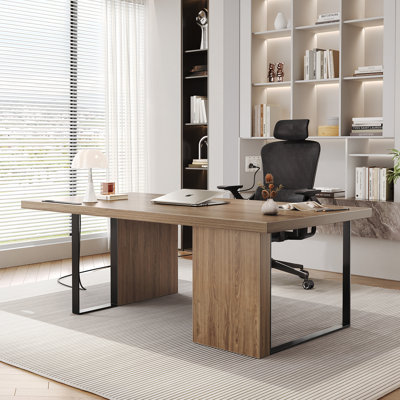 17 Stories 60" Executive Office Desk With Built-in Power Outlet, Modern ...