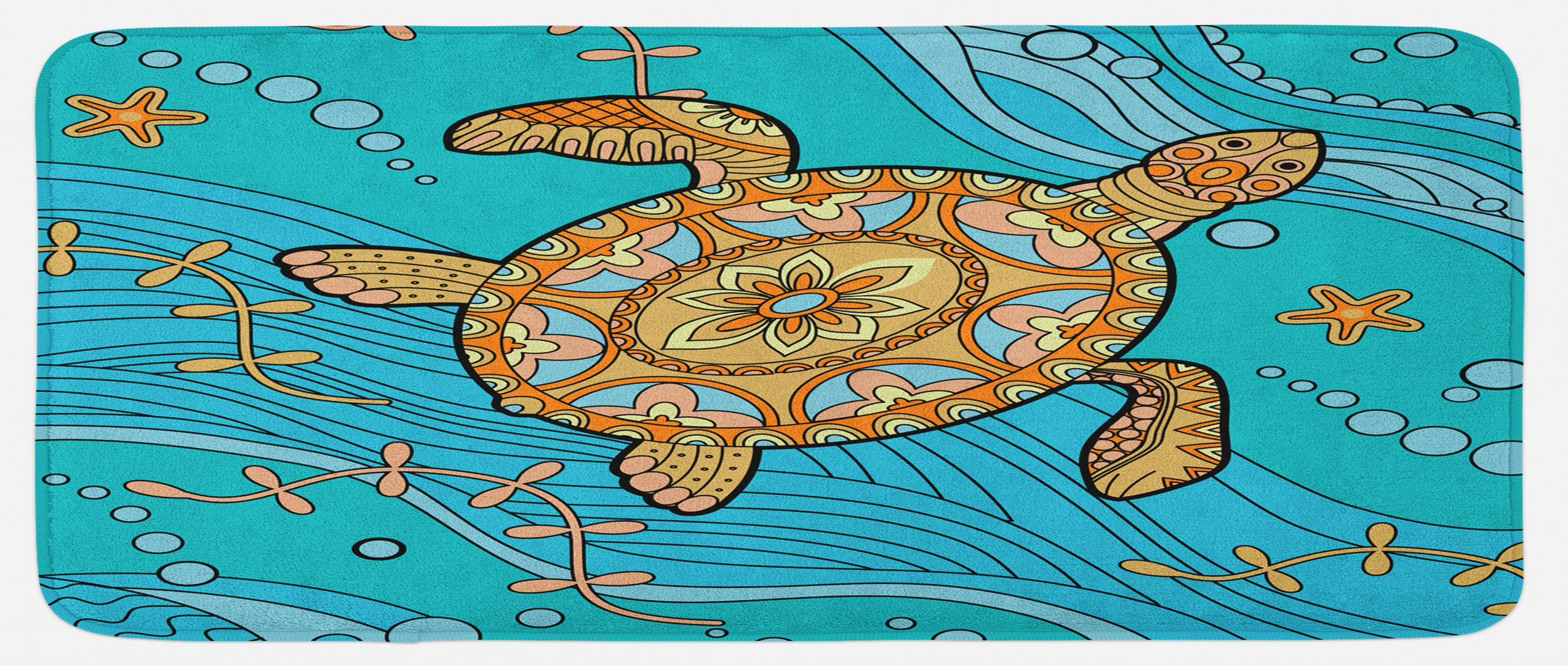 East Urban Home Doodle Of Sea Turtle On Water Surface Maritime ...
