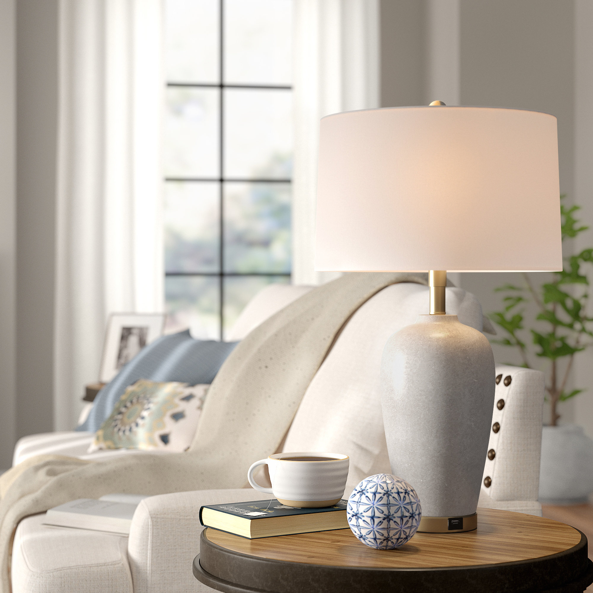 Three Posts Cantin 26" White/Gold Table Lamp with USB & Reviews ...