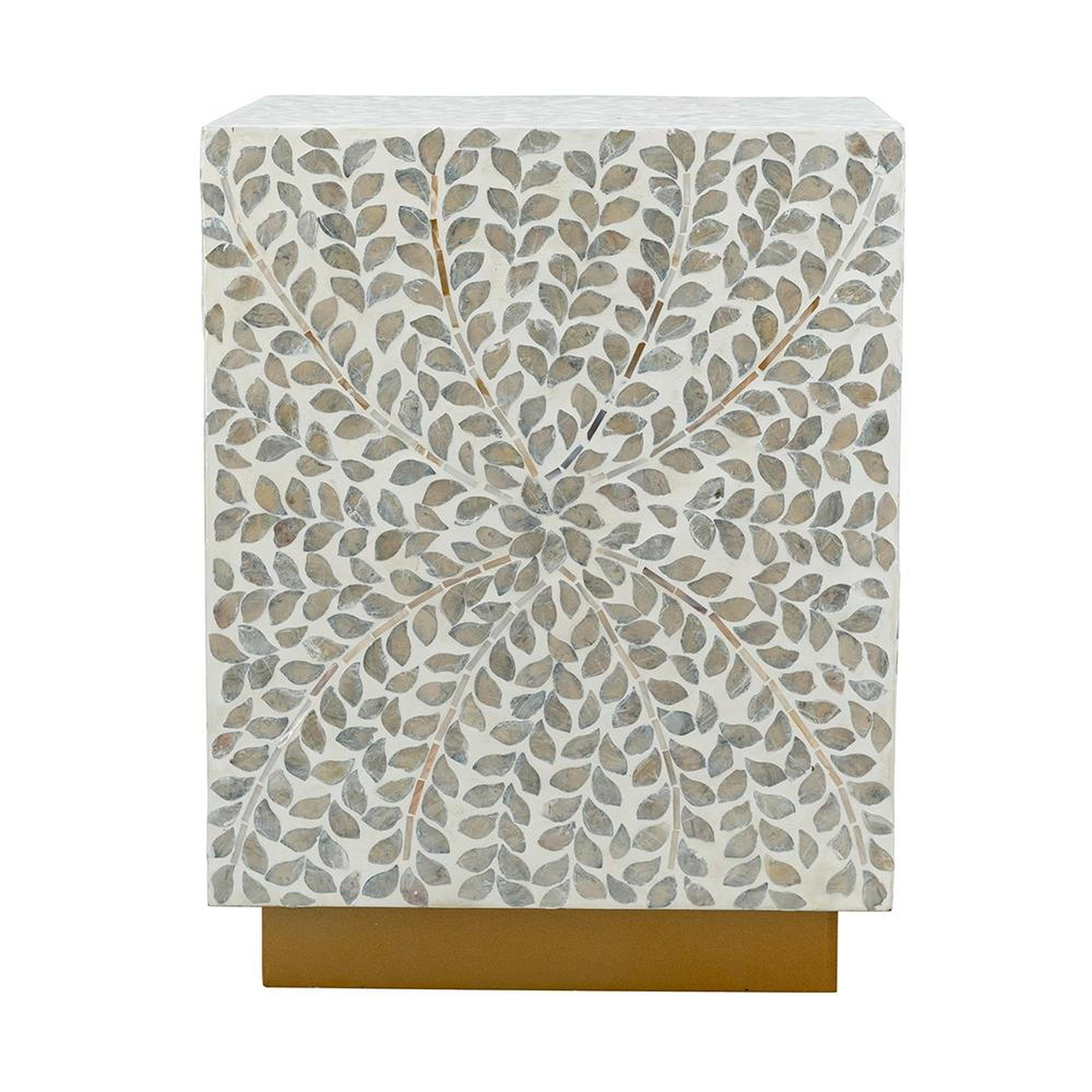 Mercer41 14x14x18" Square Accent Stool with White Capiz Shell Finish ...