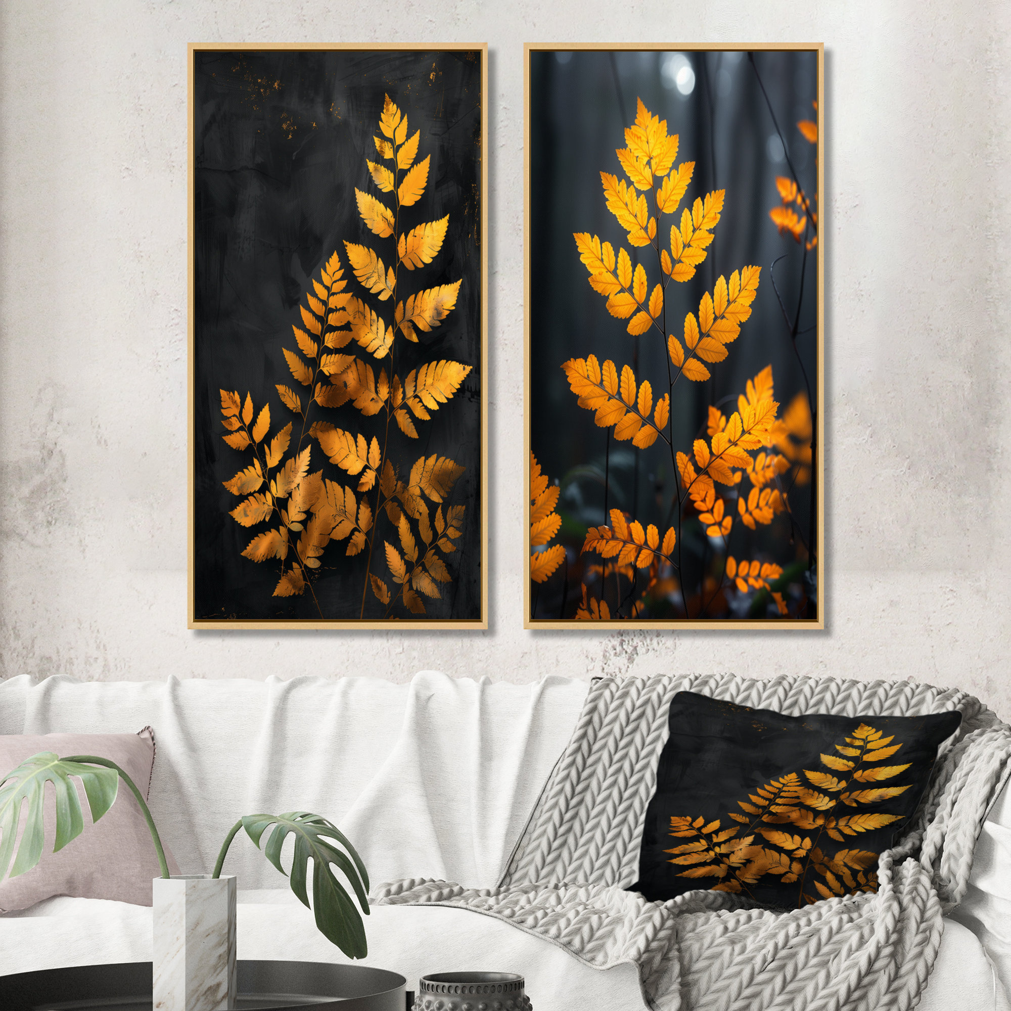 Gracie Oaks Monochrome Gold And Black Ferns Ethereal Dream I - Ferns ...