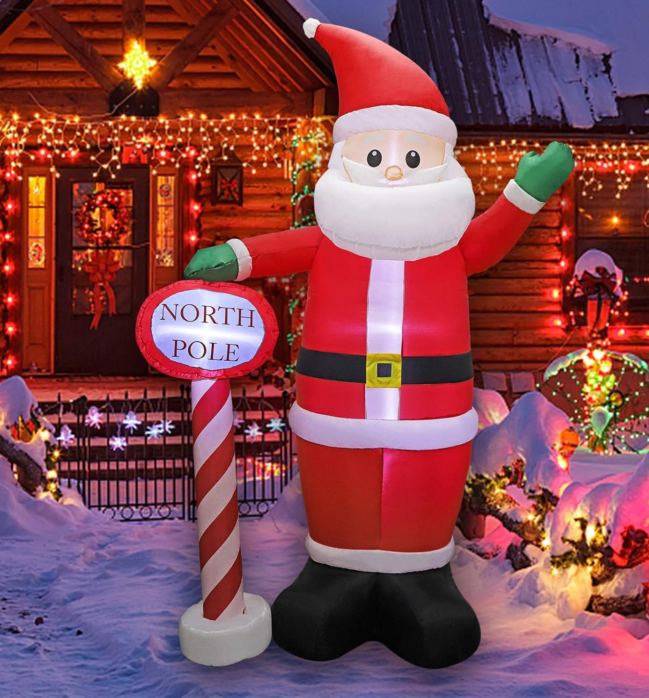 The Holiday Aisle® 8 FT Christmas Inflatable Giant Santa Claus with ...