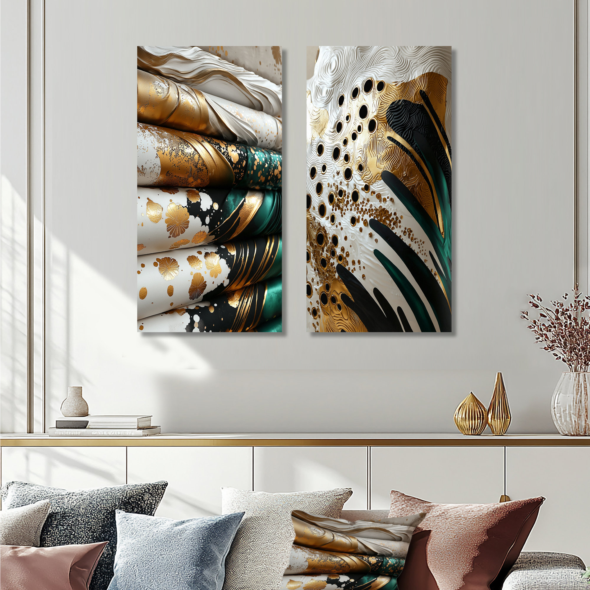 Mercer41 Gold Moroccan Textiles I - Morocco Wall Art 2 Pieces Set | Wayfair