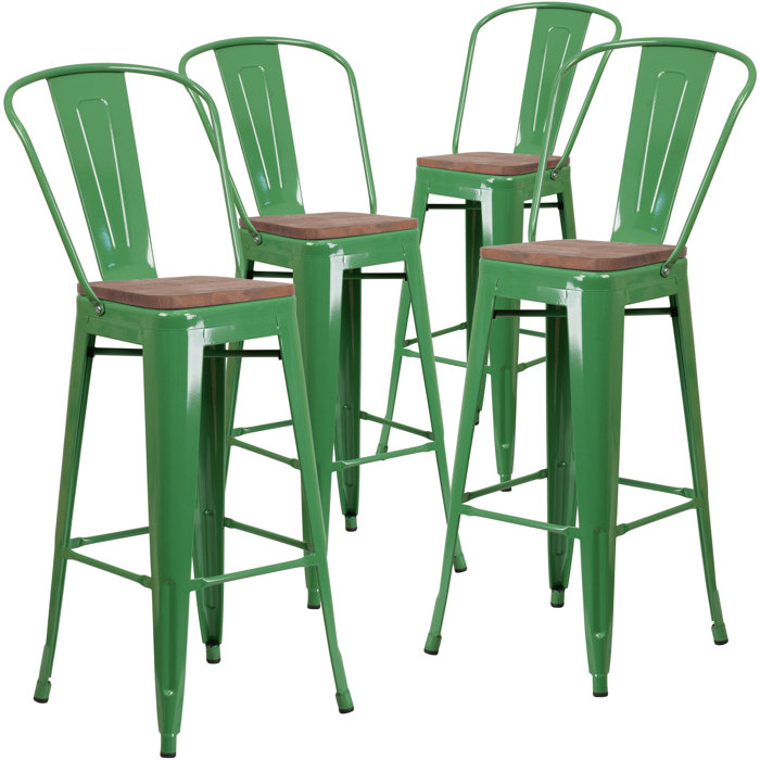 Flash Furniture Margherite Modern Bistro Metal Dining Stool with Curved ...