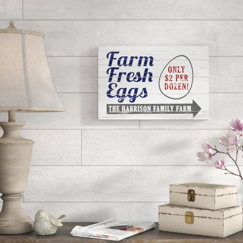 August Grove® 'Farm Fresh Eggs Personalized' Textual Art on Canvas ...