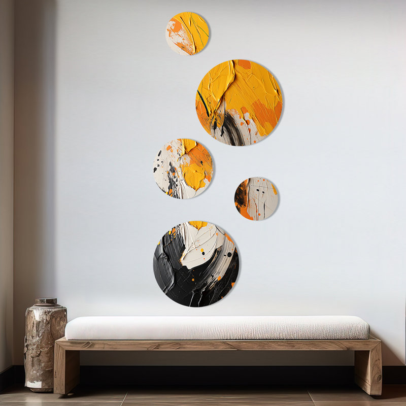 Ivy Bronx Abstract Yellow And Black Spiral Collage - Abstract Collages ...