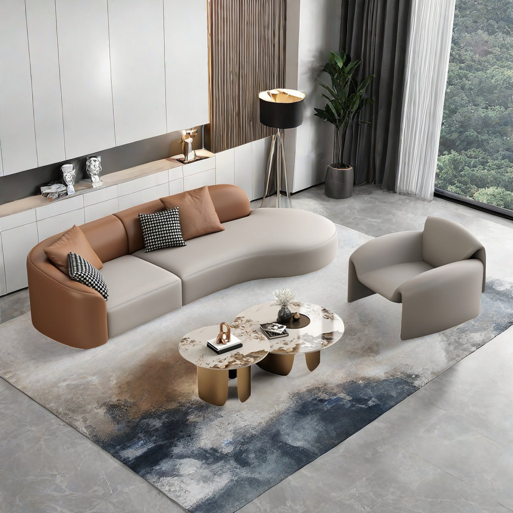 Lifton Light Luxury Modern Sofa Coffee Table Combination 4 - Piece Faux ...