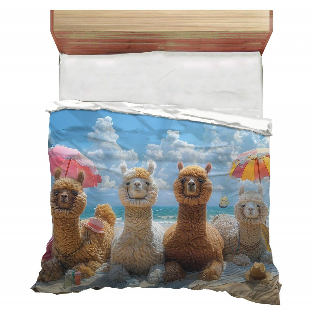 VisionDecor Beach Alpacas Bedding Artwork Comforter Leisure Time | Wayfair