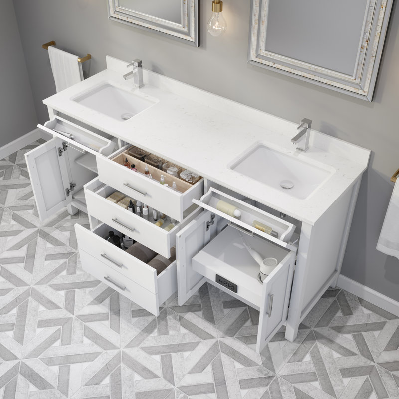 Wildon Home® Domel 72" W x 22" x 35" H Double Sink Vanity with Power ...