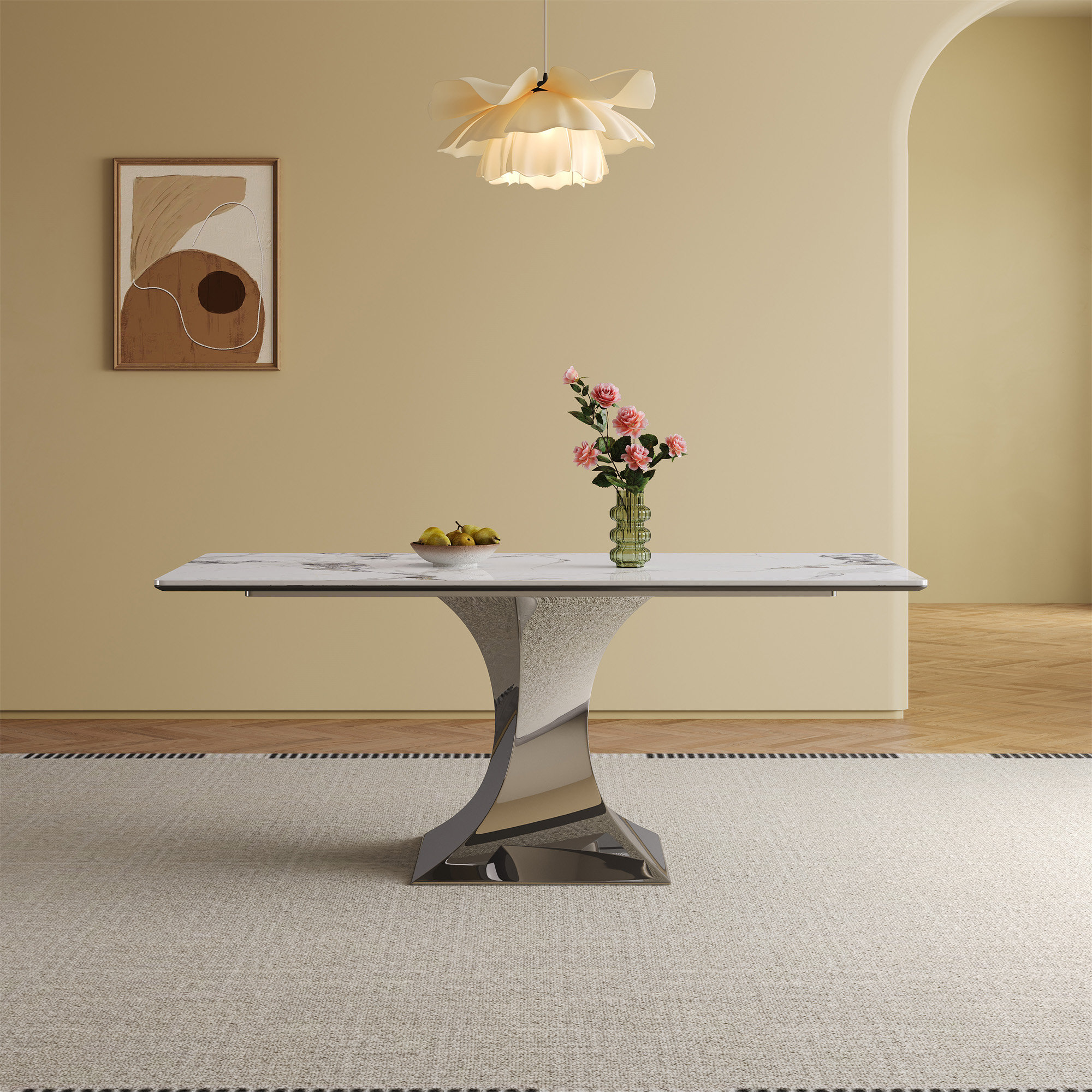 Orren Ellis 71" Rectangular Dining Table For 6-8 People, Modern Kitchen ...