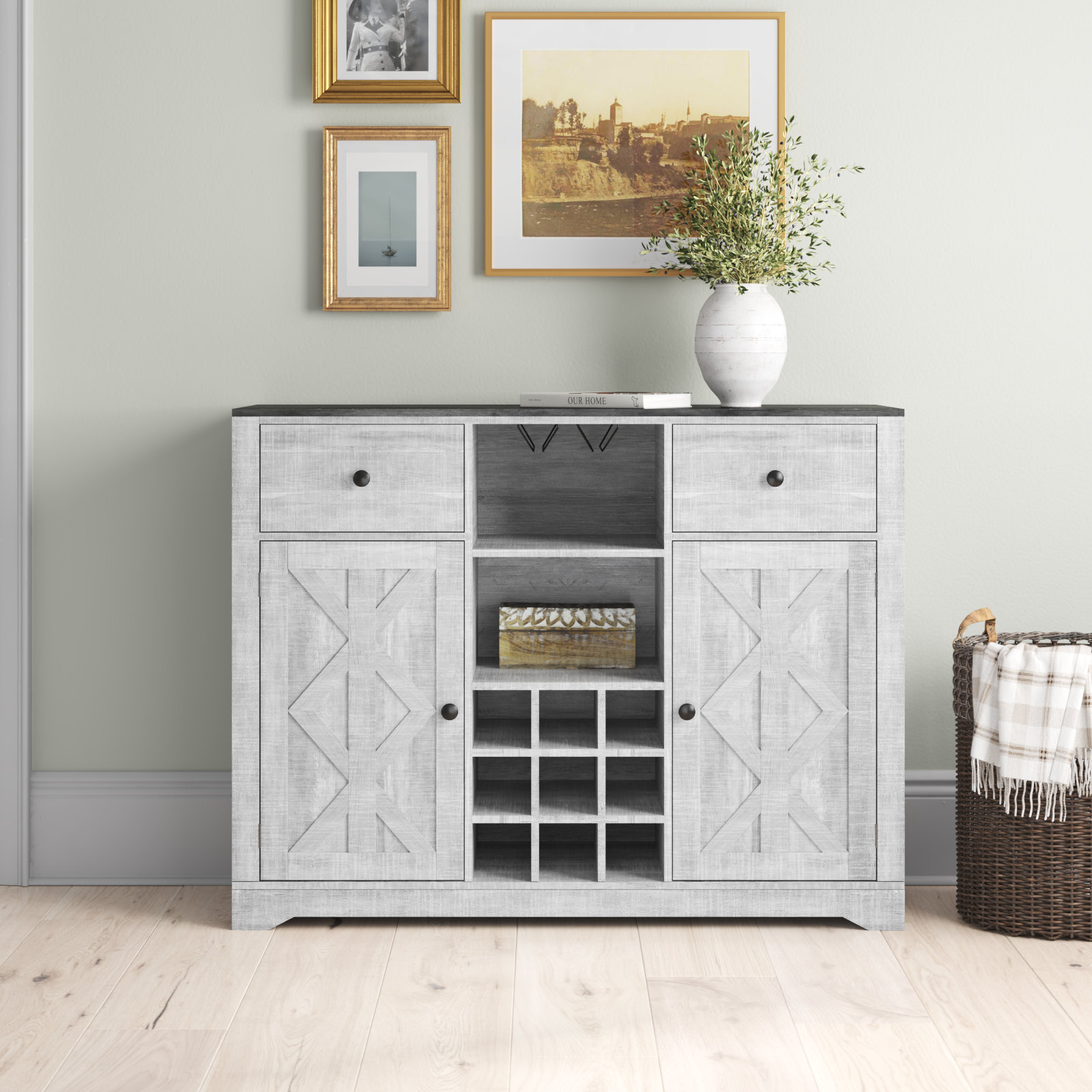Laurel Foundry Modern Farmhouse Nuri 44.5"W Sideboard Buffet With 9 ...