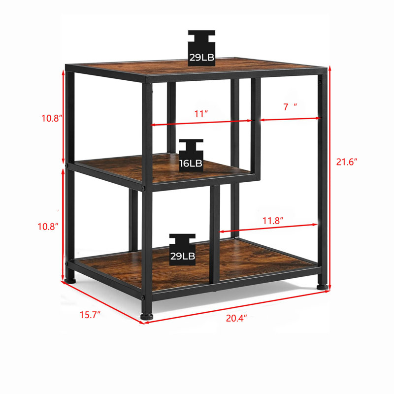 17 Stories 3-Tier Narrow Side Table with Storage Shelves | Wayfair