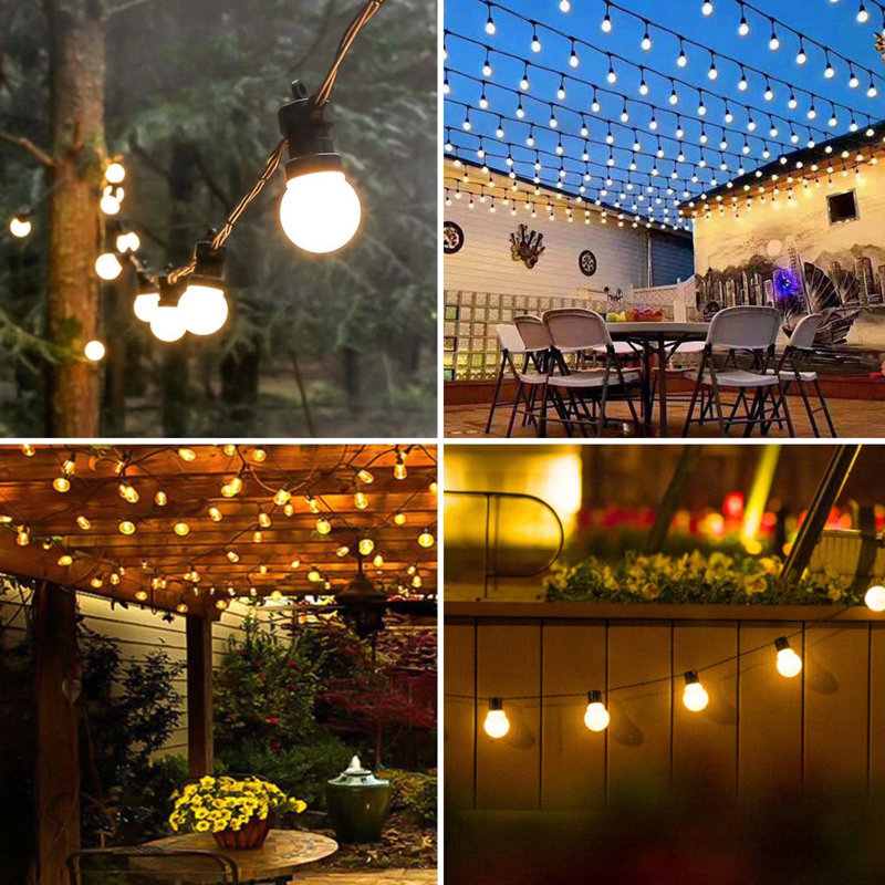 Arlmont & Co. Kanora LED Outdoor Globe String Lights 48FT 15 Edison ...