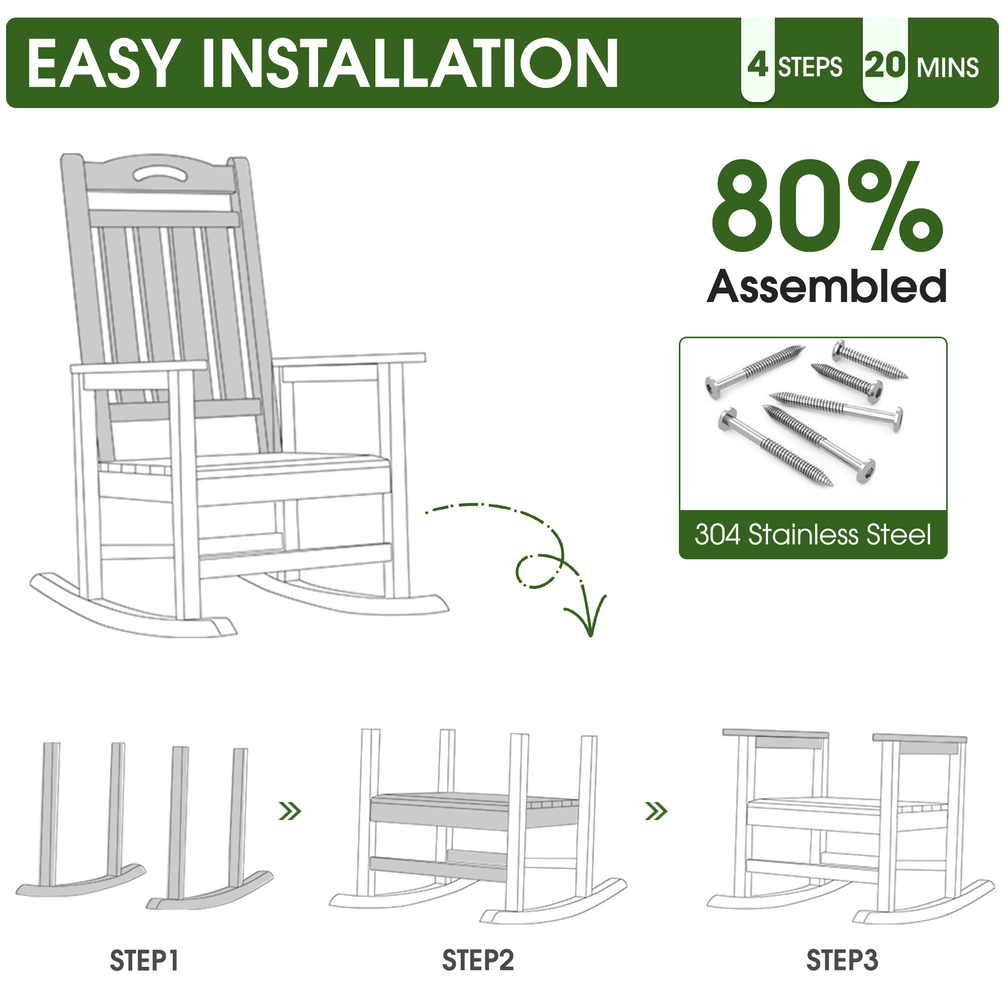 Lark Manor™ Outdoor Patio Rockers HDPE Rocking Chair Patio Chair ...