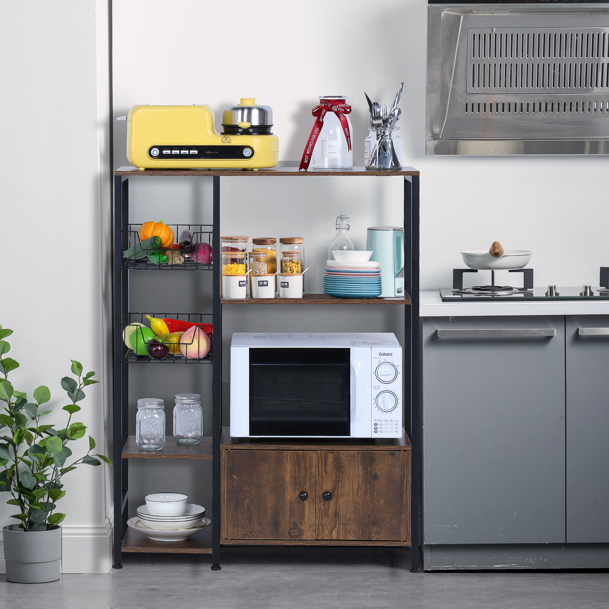 17 Stories 31.5" Steel Standard Baker's Rack With Microwave ...