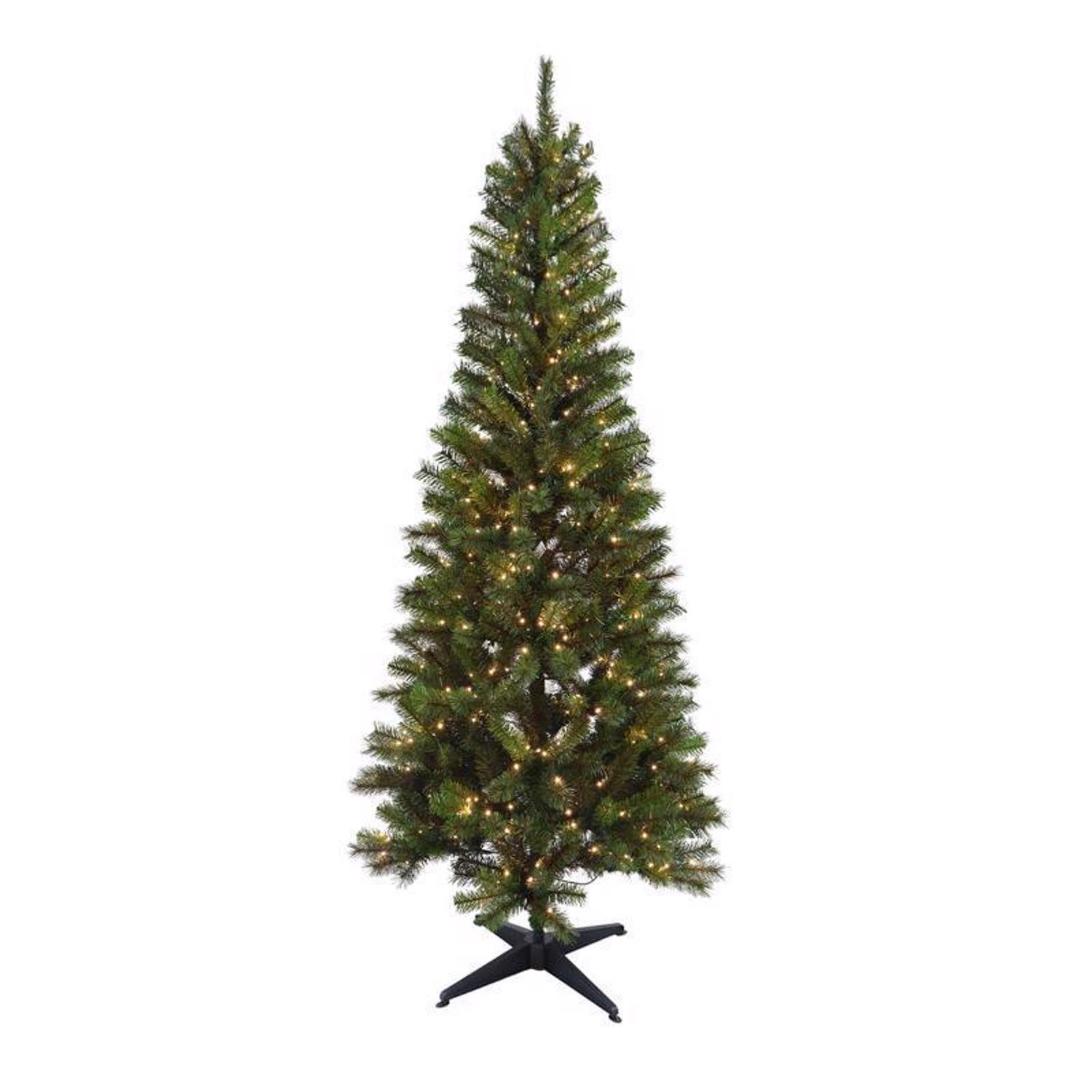 Latitude Run® 1-2 Tree 7 ft. Pencil LED 500 ct Highland Spruce Color ...