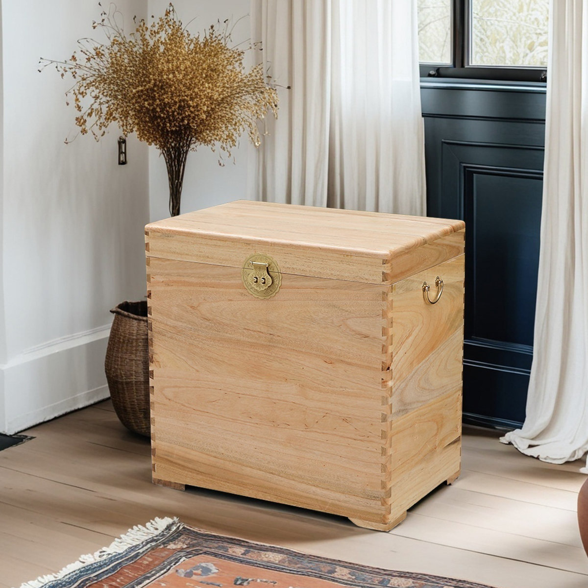 HUGESTO Traditional Solid Wood Small Accent Trunk - Wayfair Canada