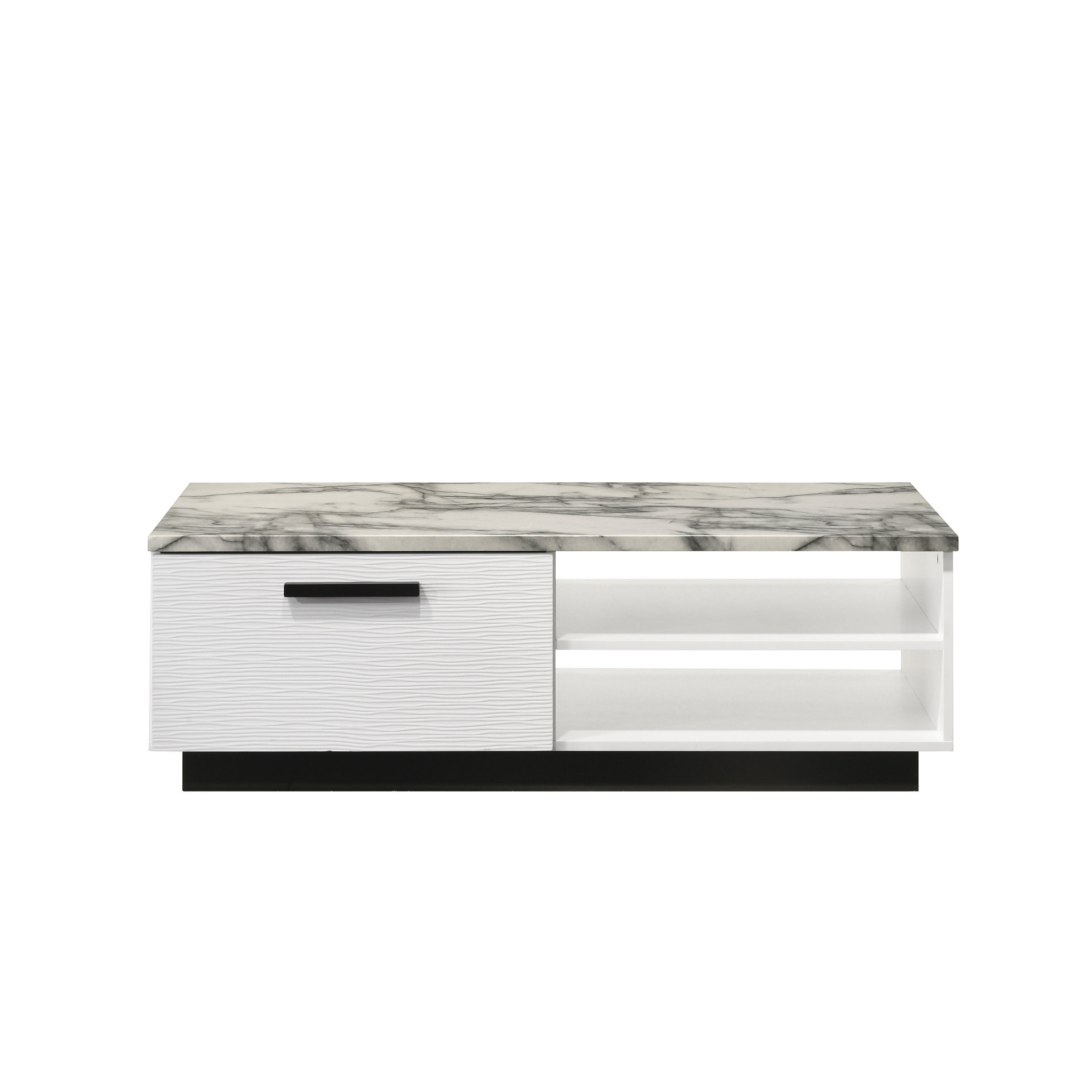Mercer41 Contemporary White Faux Marble Coffee Table And Practical ...