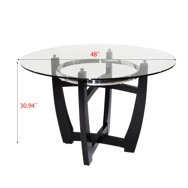 Latitude Run® 48" Inch Round Glass Top Dining Table | Wayfair