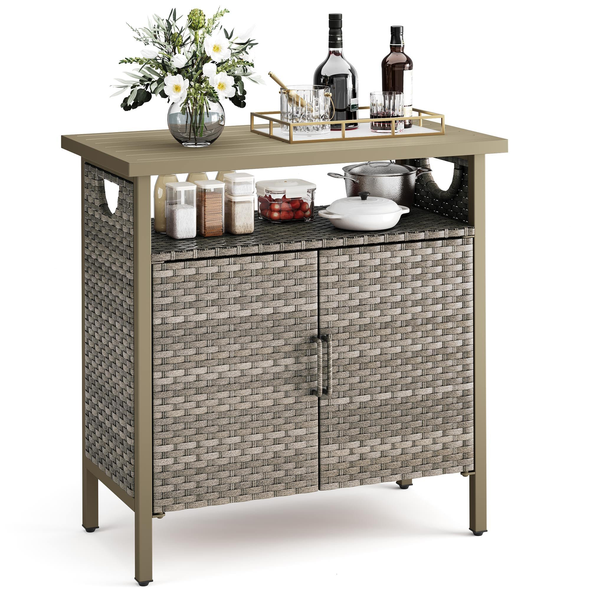 Fetfon Outdoor Wicker Storage Cabinet | Wayfair