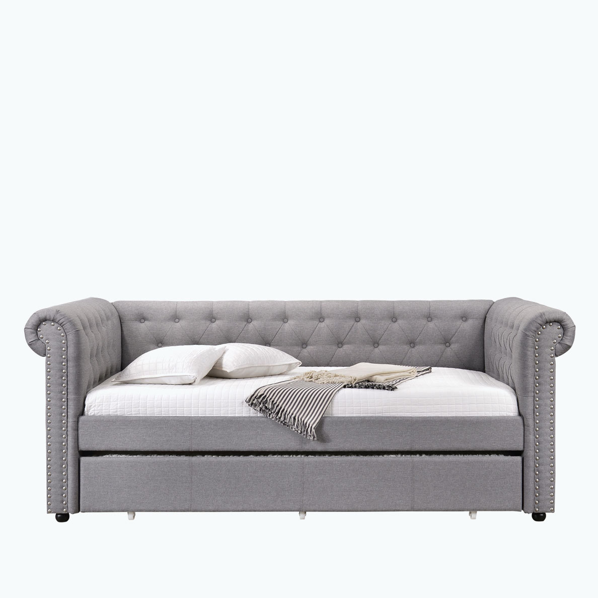 Red Barrel Studio® Tuft Linen Daybed with trundle | Wayfair