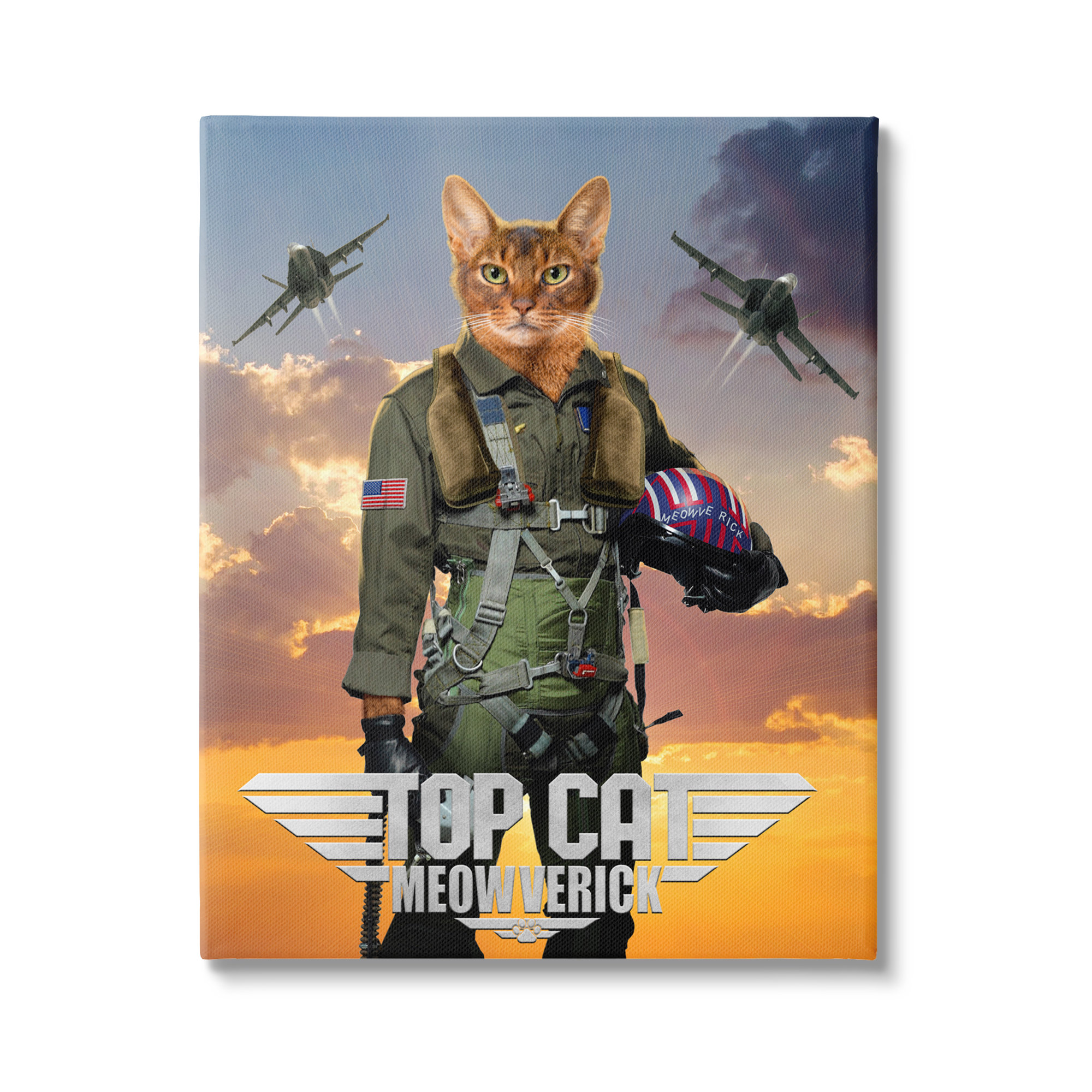 Trinx Cat Pilot And Aircraft On Canvas by Vincent Hie Print | Wayfair