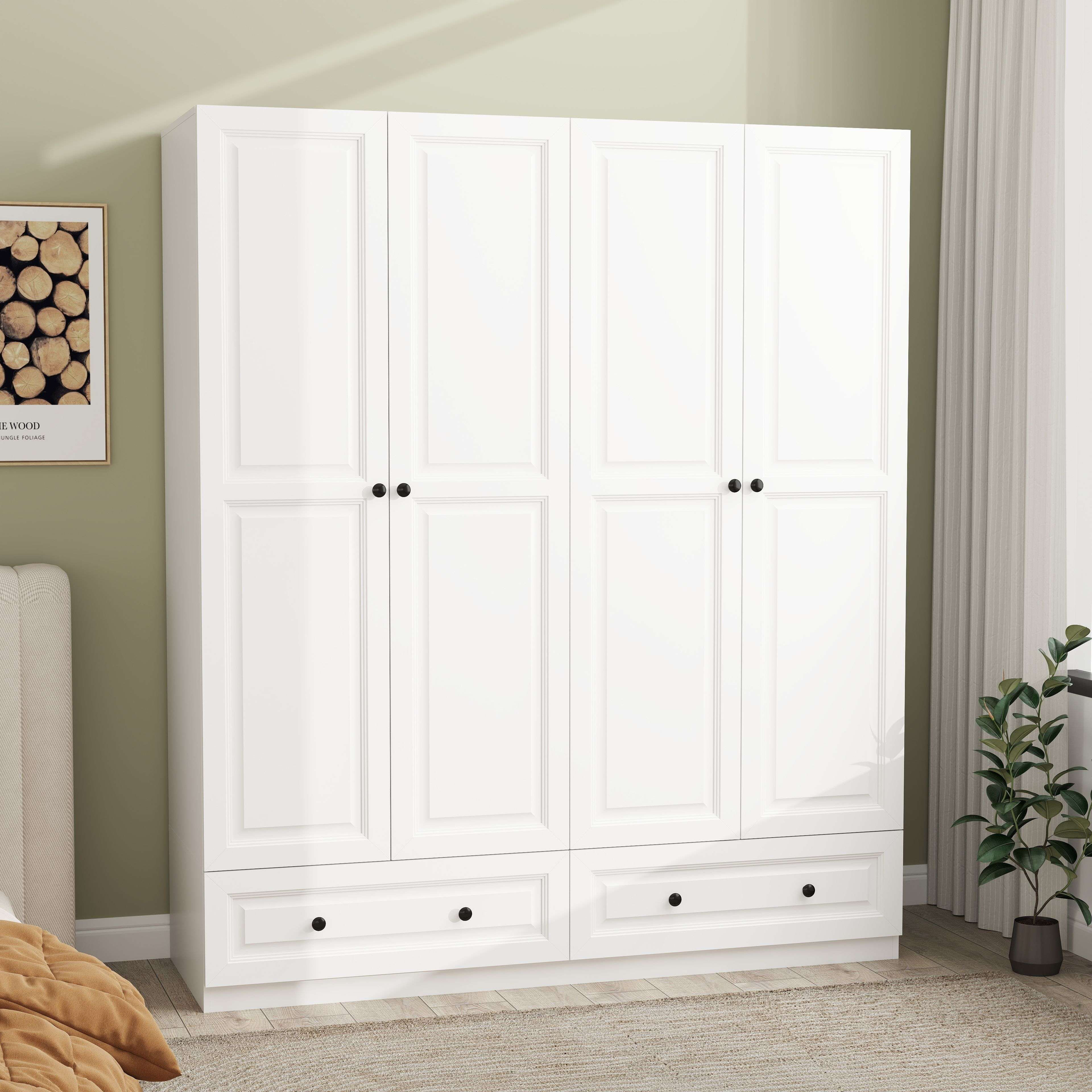 Lark Manor™ Bedroom Armoire Wardrobe Closet with Drawers:74" Wood ...
