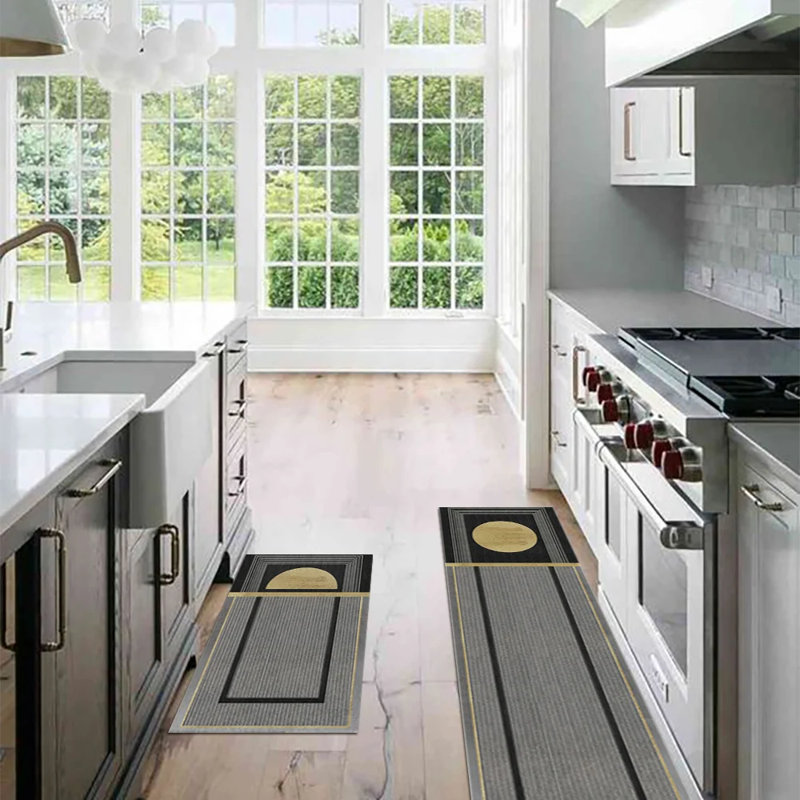 Mercer41 2 Pieces Modern Dark Gray Kitchen Runner Mats Non-slip ...