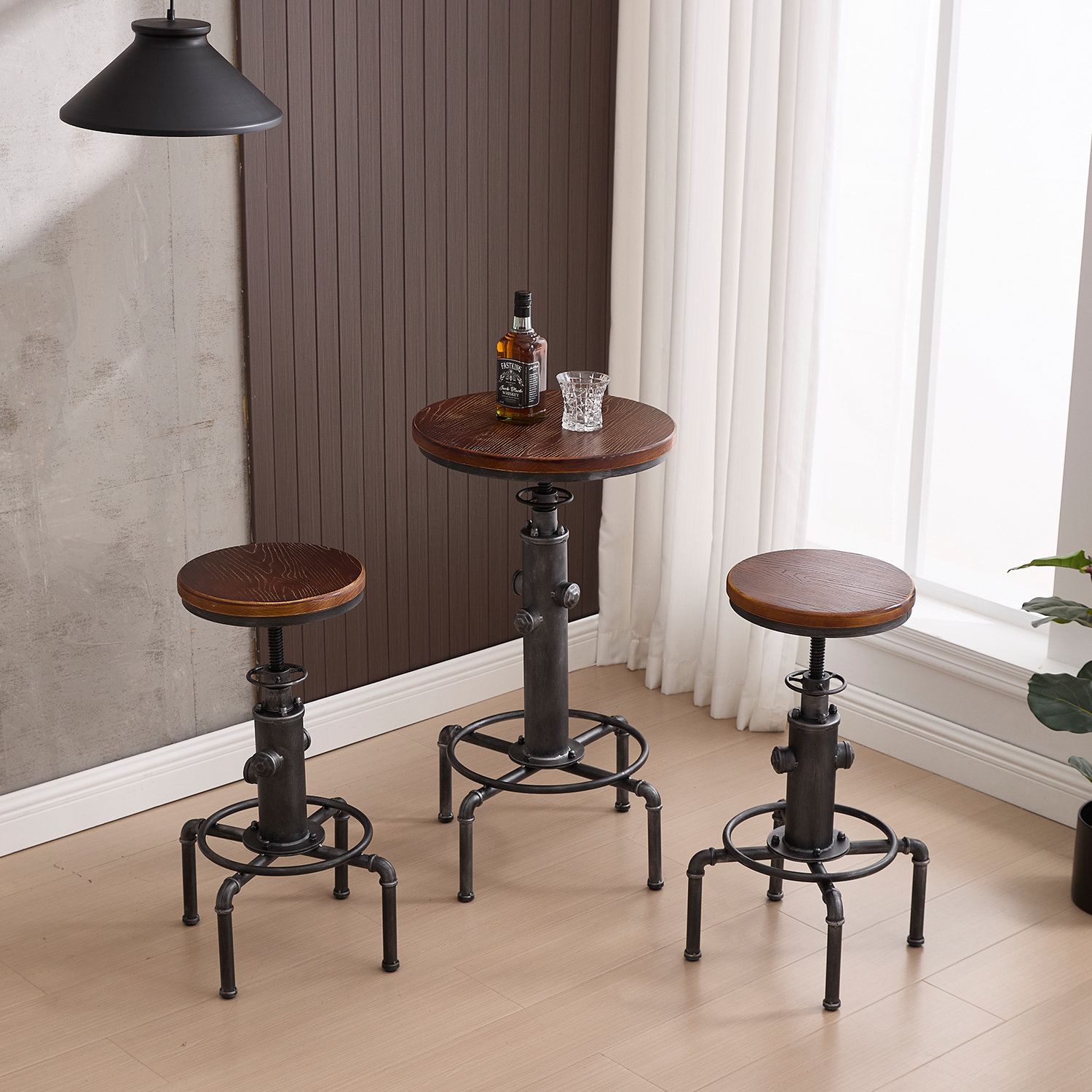 Williston Forge Vintage & Industrial Bar Set With Adjustable Height ...