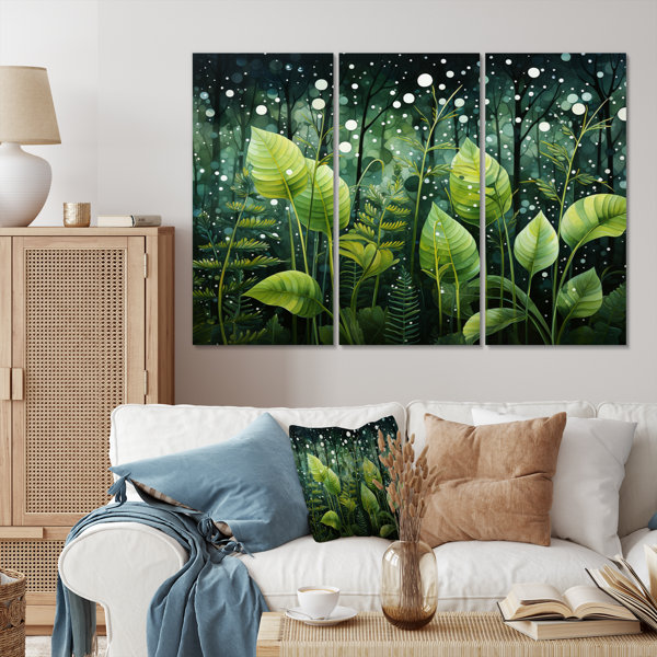 Winston Porter " Ferns Plant Gossamer Veil II " 3 - Pieces on Canvas ...