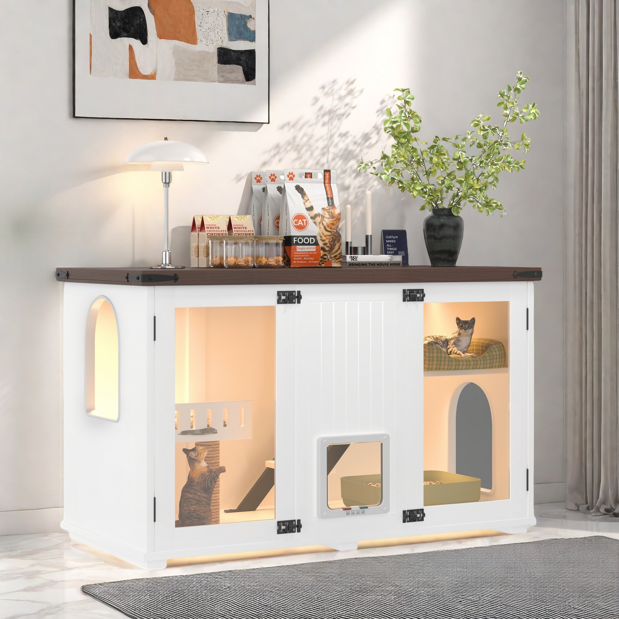 Tucker Murphy Pet™ Large Cat Litter Box Enclosure With Led Light ...