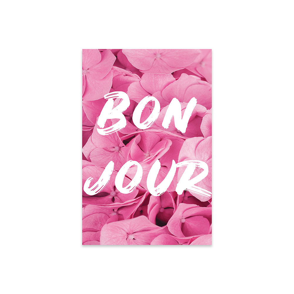 Trinx Bonjour in Pink - Unframed Textual Art - Wayfair Canada