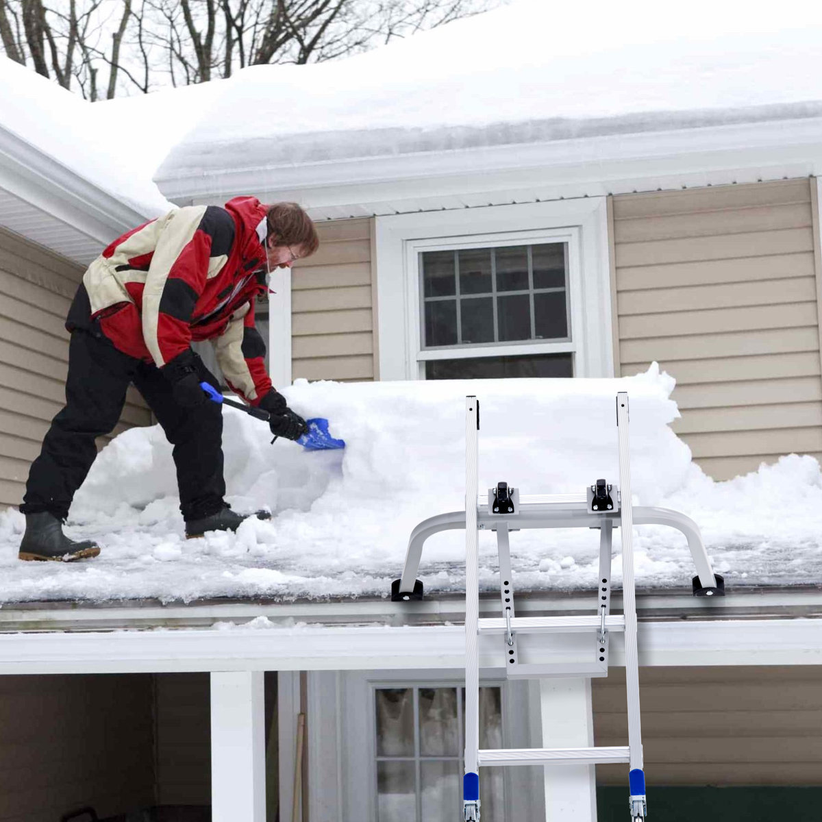 WFX Utility™ 2 in 1 Ladder Stabilizer Extension Wall Standoff Hook Roof ...