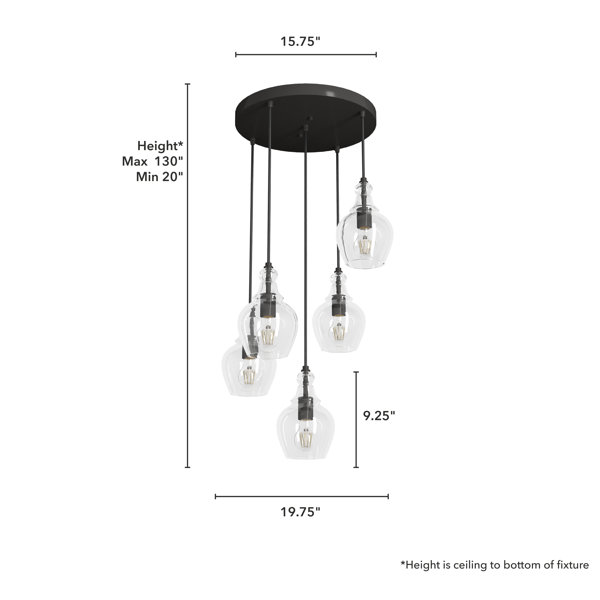 Hunter Fan Maple Park 5 Light Round Cluster Pendant Ceiling Light | Wayfair