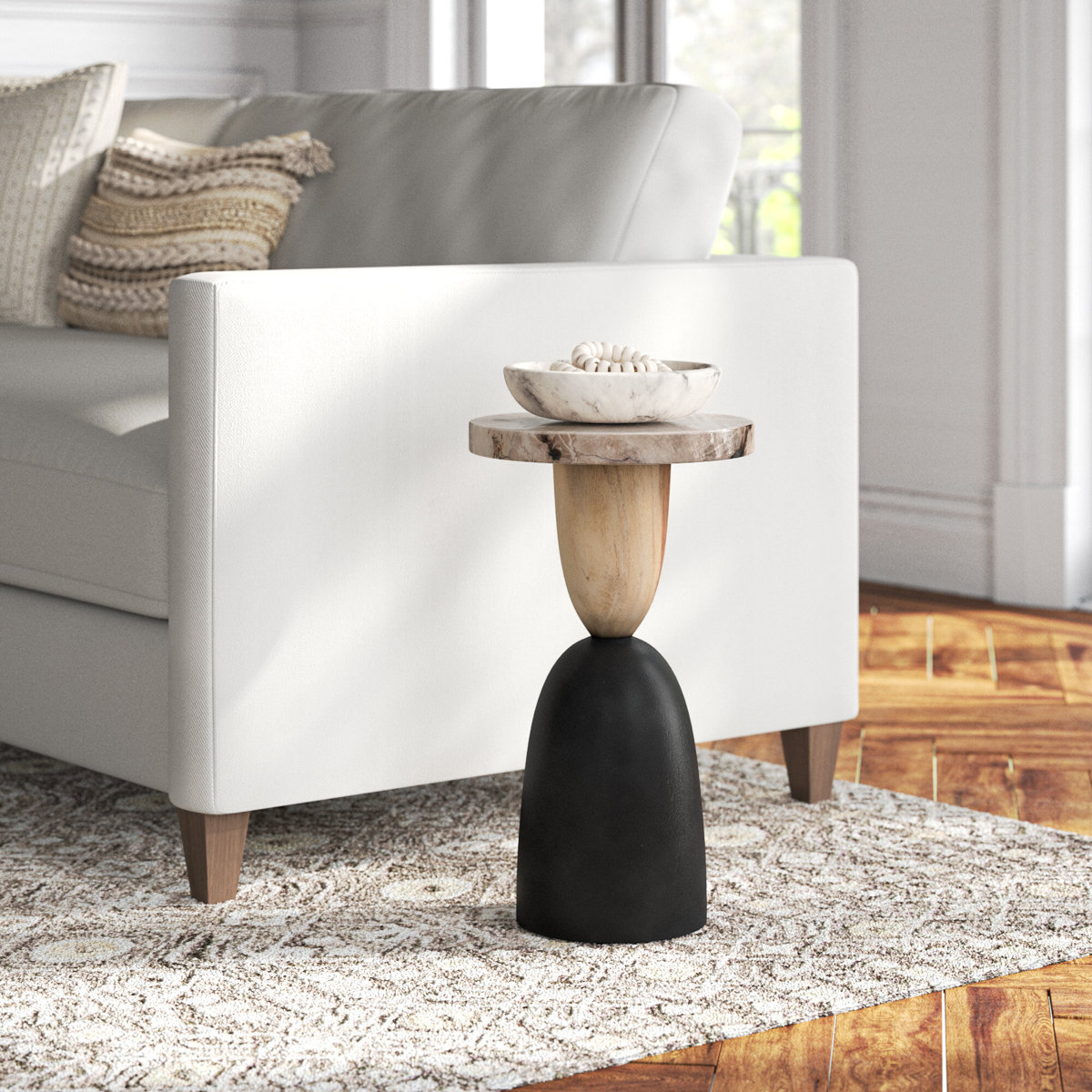 Joss & Main Neutral Modern 20" Petrified Wood Inspired Suar Wood ...