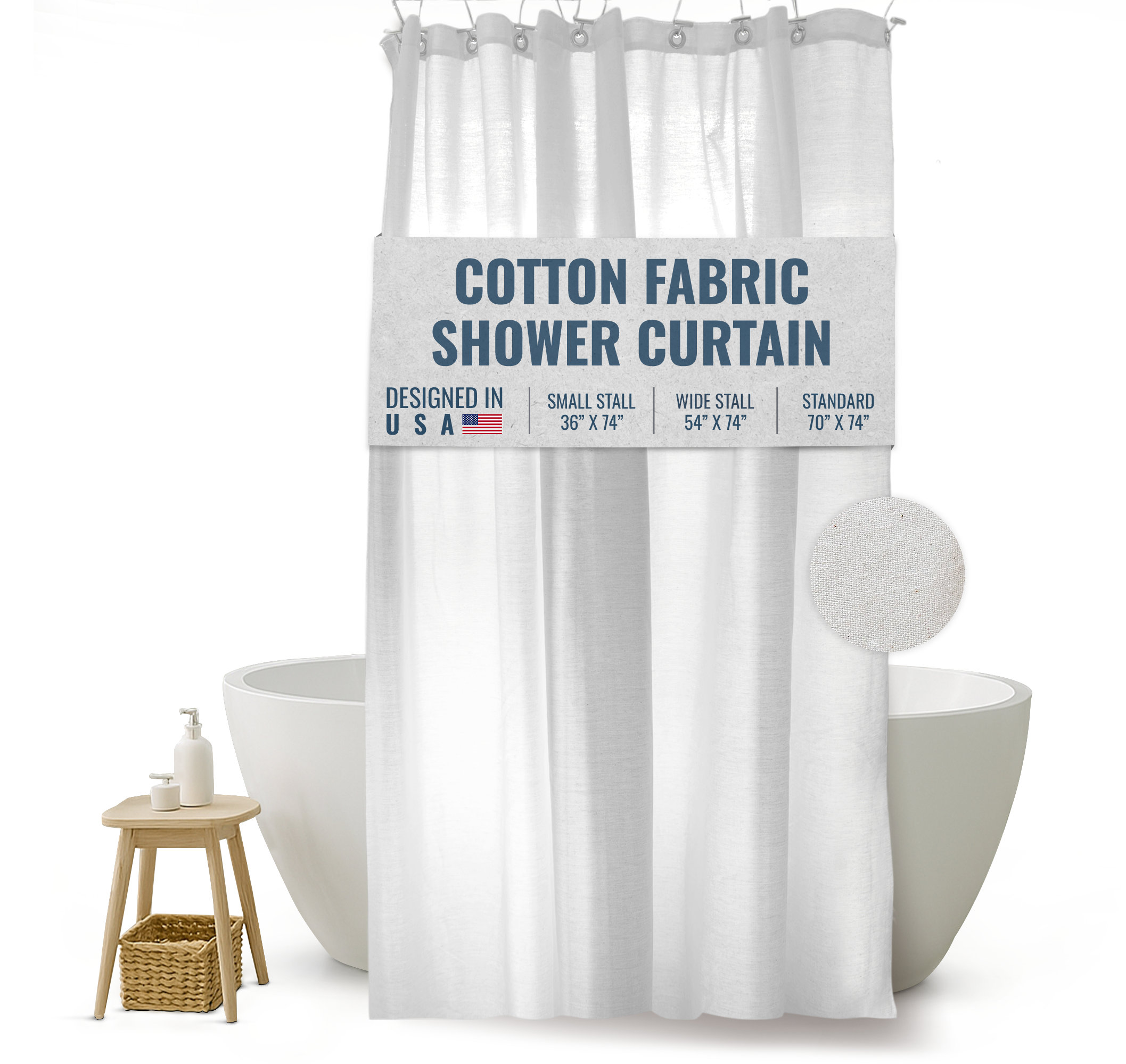 Latitude Run® Natural cotton Shower Curtain For Bathroom Decor - Non ...
