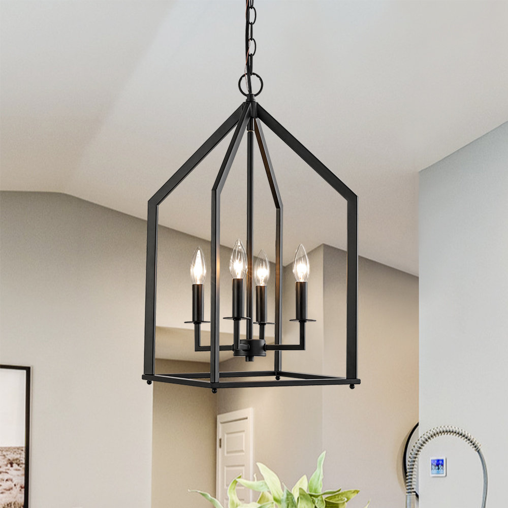 Gracie Oaks 4 - Light Open Frame Black Lantern Pendant Light | Wayfair