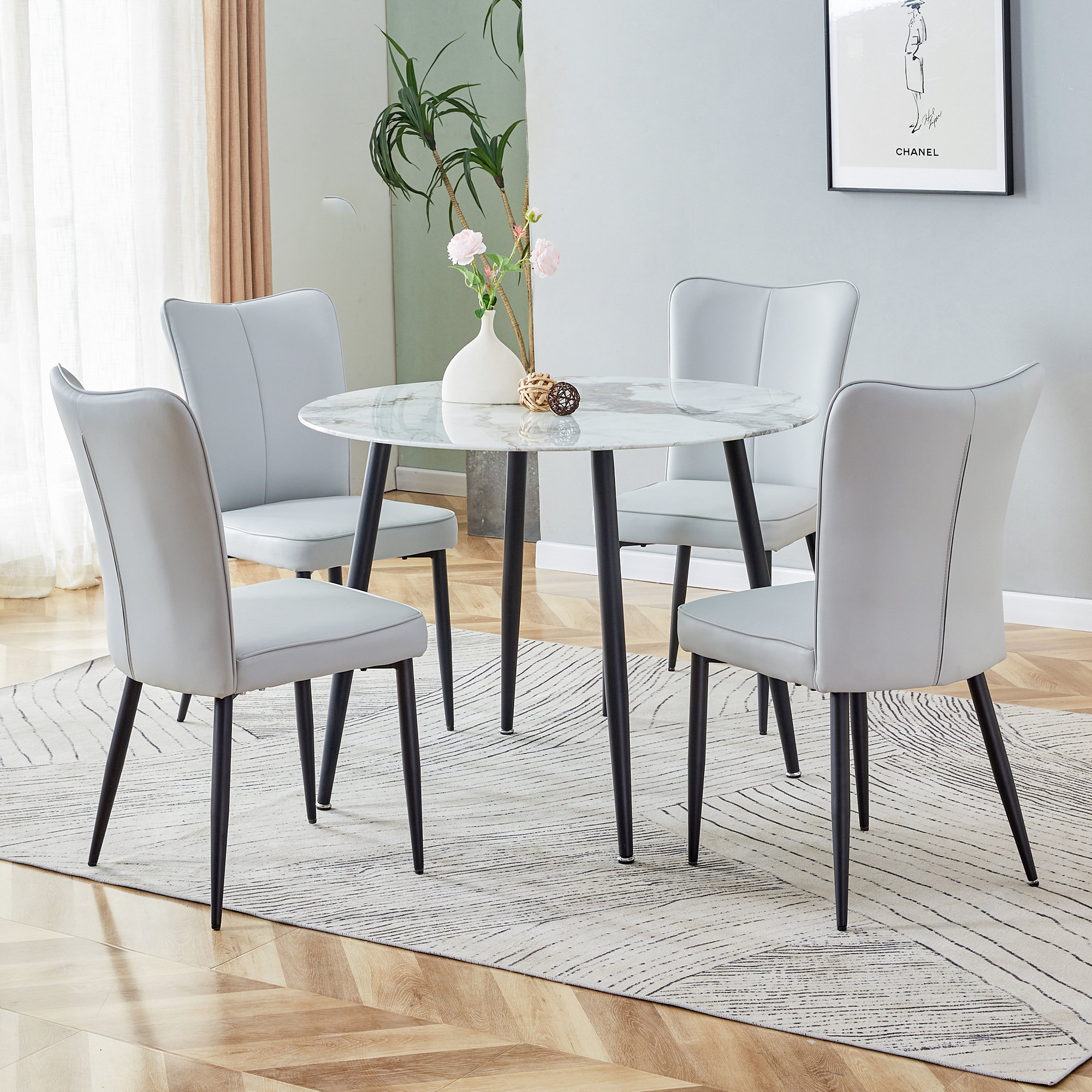 Ivy Bronx Nevae Round 40'' Dining Set | Wayfair
