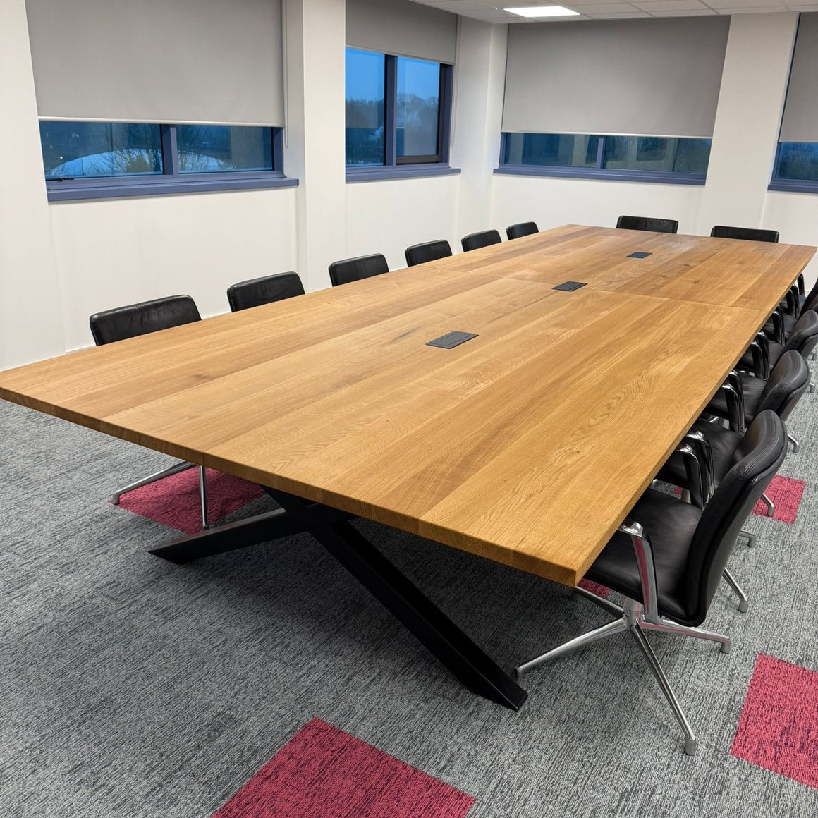 Ashford Blake Solid Oak Boardroom Table, Chunky X Legs with Pop UP ...