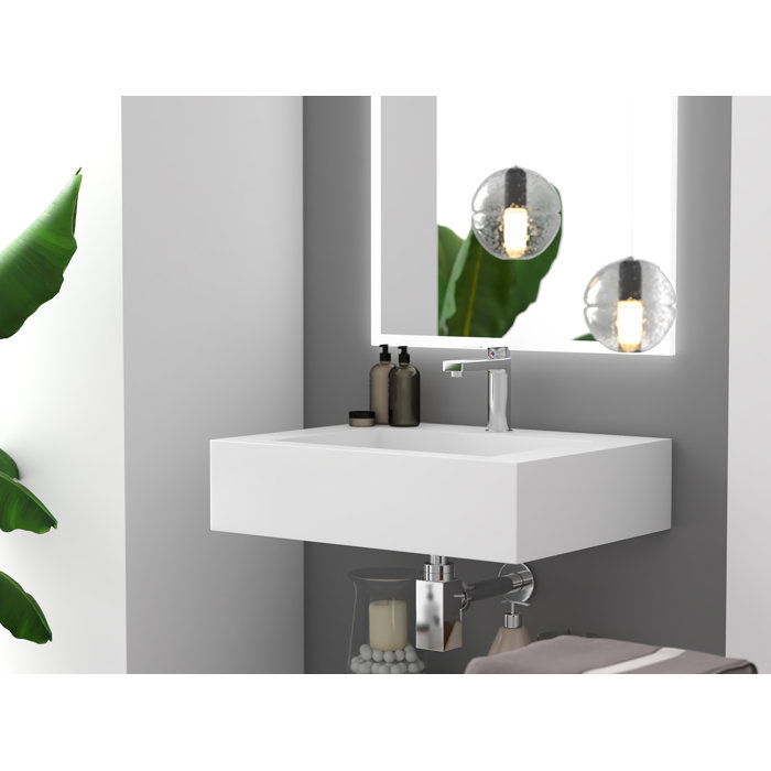 CastelloUSA Pyramid 24" Wall-Mounted Modern Bathroom Sink with Ramp ...