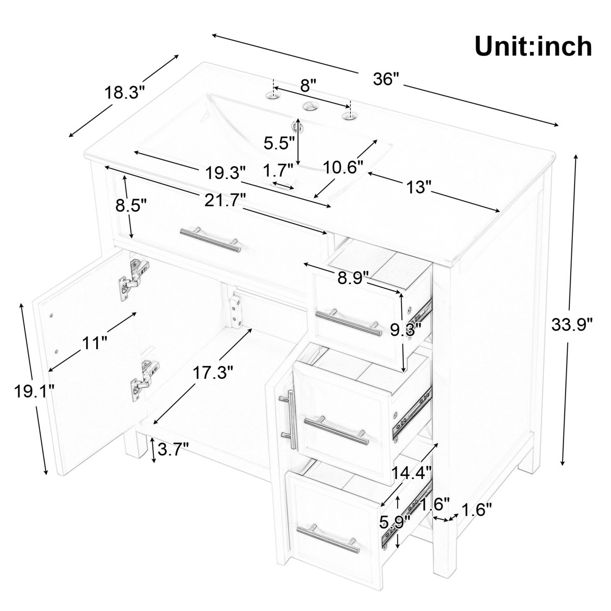 Mercer41 Senga 36'' Single Bathroom Vanity with Ceramic Top | Wayfair