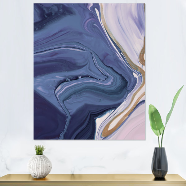 Wrought Studio " Luxury Blue Marble Swirl Flow Art " - Wayfair Canada