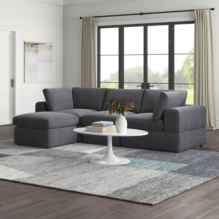 Wade Logan® Atianna 4 - Piece Corduroy Sectional & Reviews | Wayfair